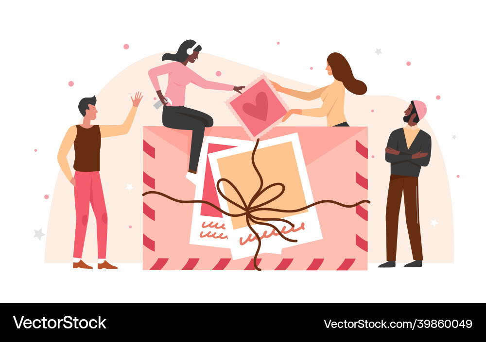 People put greeting card in paper envelope man Vector Image