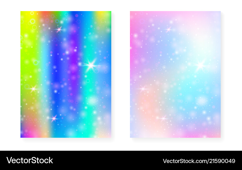 Rainbow background with kawaii princess gradient Vector Image