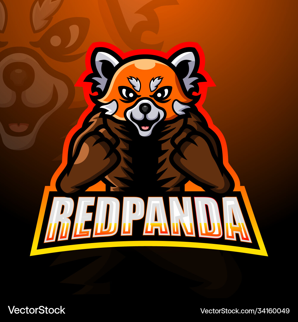 Red panda mascot esport logo design Royalty Free Vector