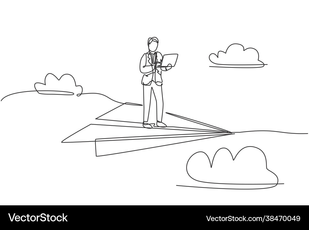Single one line drawing young smart business Vector Image