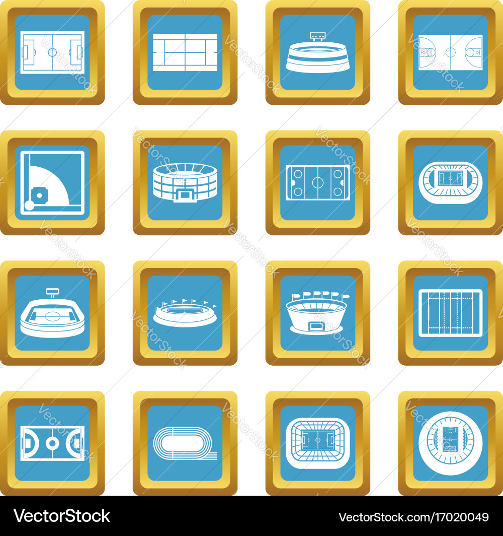 Sport stadium icons azure Royalty Free Vector Image
