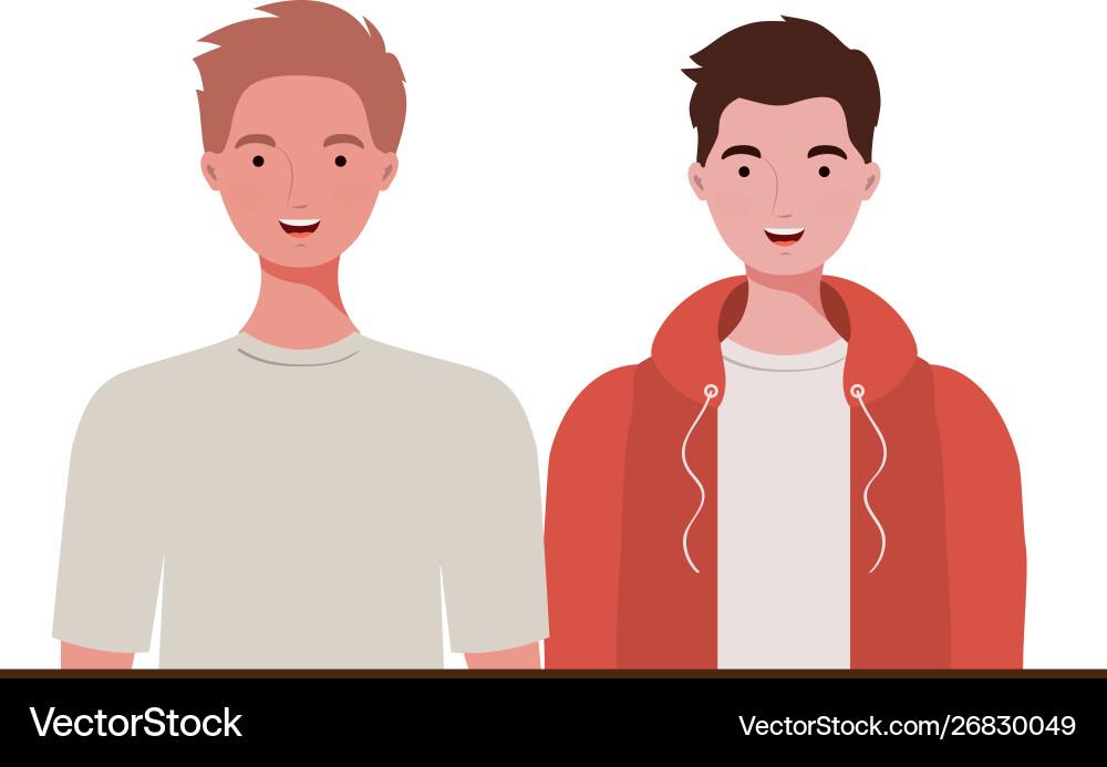 Young men on white background Royalty Free Vector Image