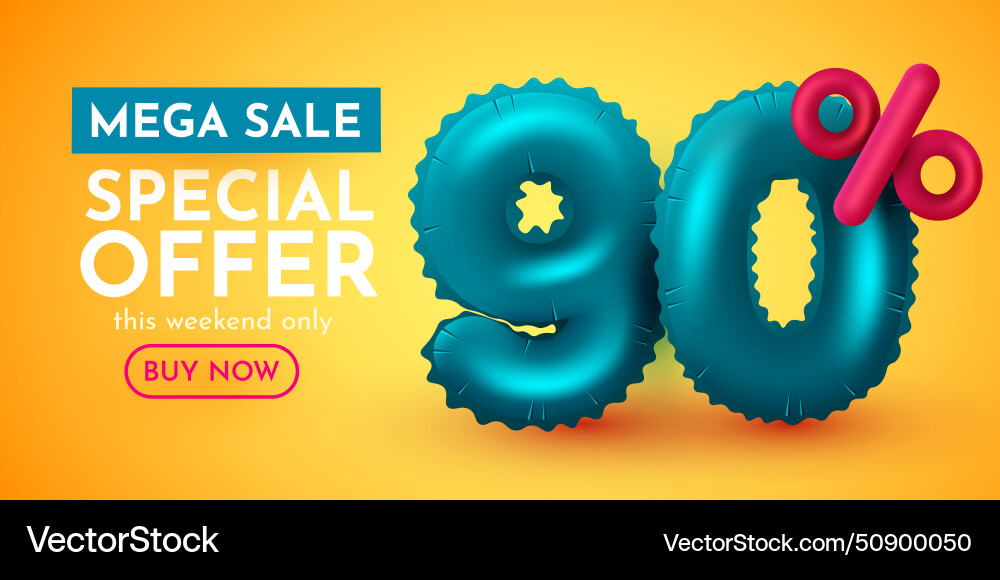 90 percent off discount creative composition mega Vector Image