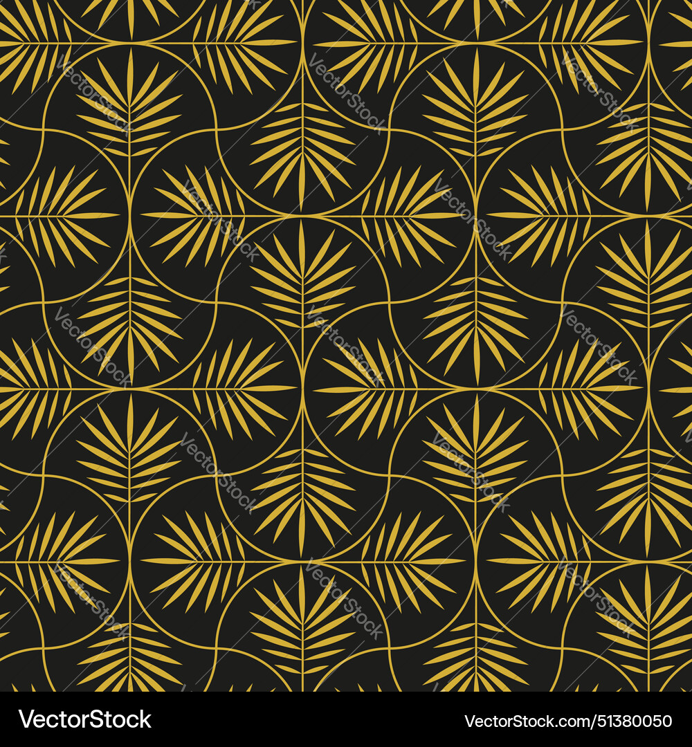 Art deco golden palm leaves seamless pattern Vector Image
