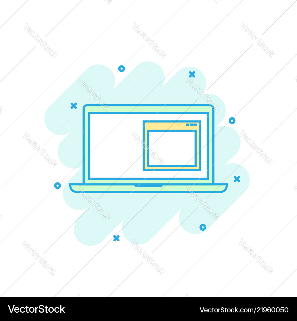 Cartoon colored laptop icon in comic style Vector Image