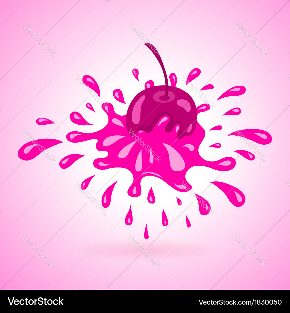 Cherry splash element magenta Royalty Free Vector Image