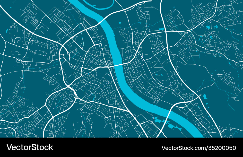 Detailed map bonn city linear print Royalty Free Vector