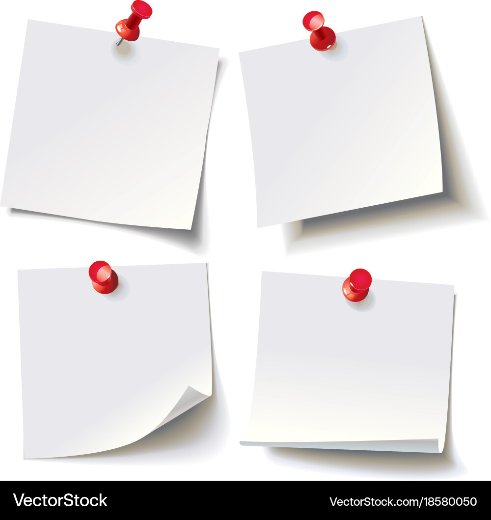 Different sheets pinned red pushbutton Royalty Free Vector