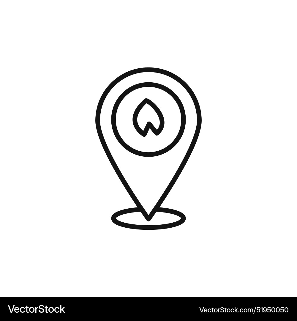 Fire location logo sign outline Royalty Free Vector Image
