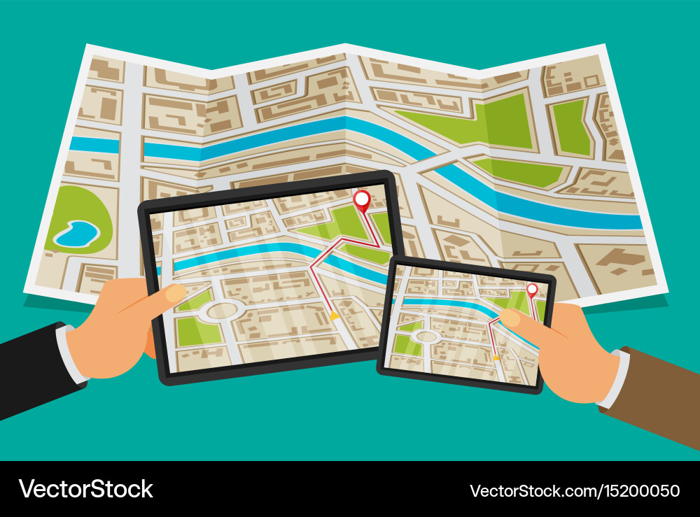Flat gps navigation Royalty Free Vector Image - VectorStock