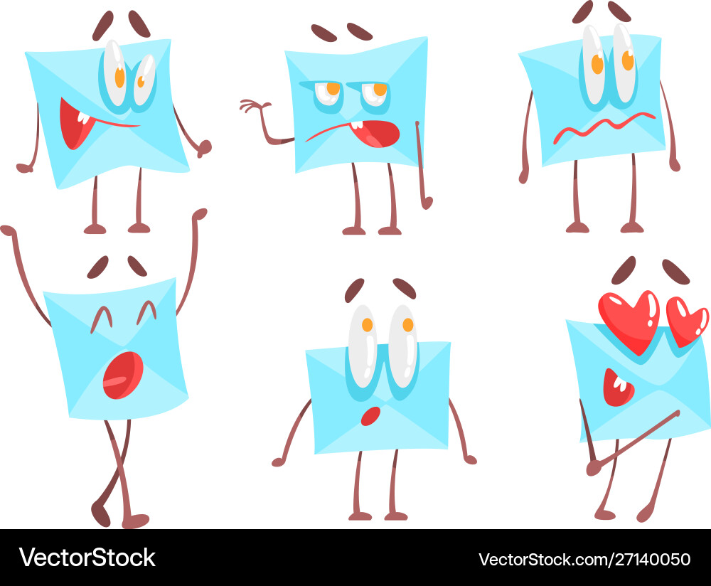 Funny paper envelopes characters set letter Vector Image