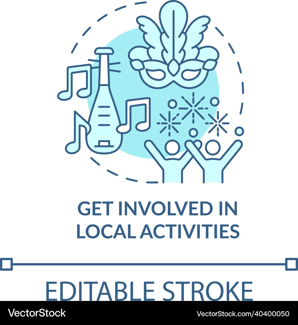 Get involved in local activities blue concept icon