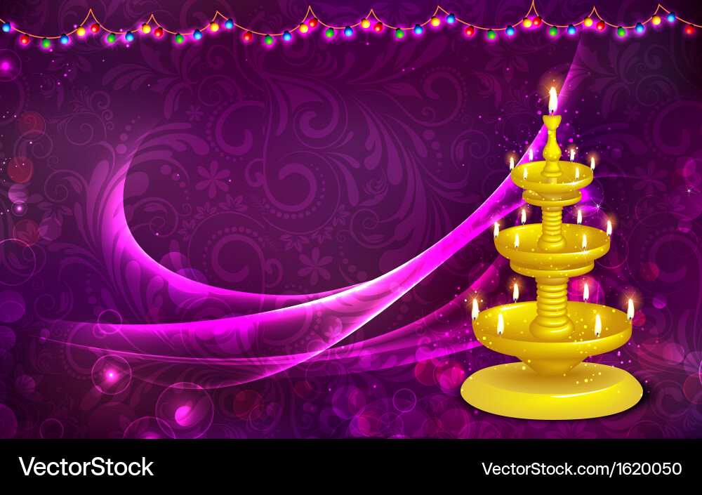Golden diya stand Royalty Free Vector Image - VectorStock