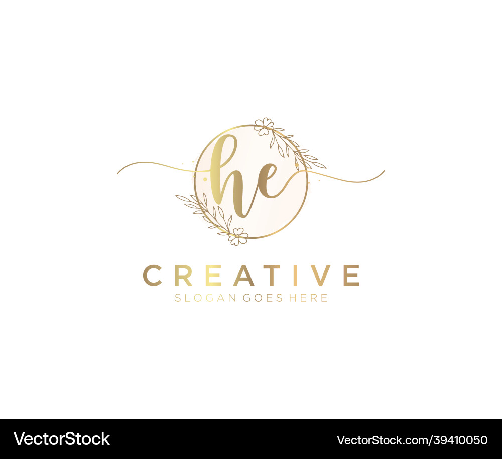 Initial he feminine logo beauty monogram Vector Image