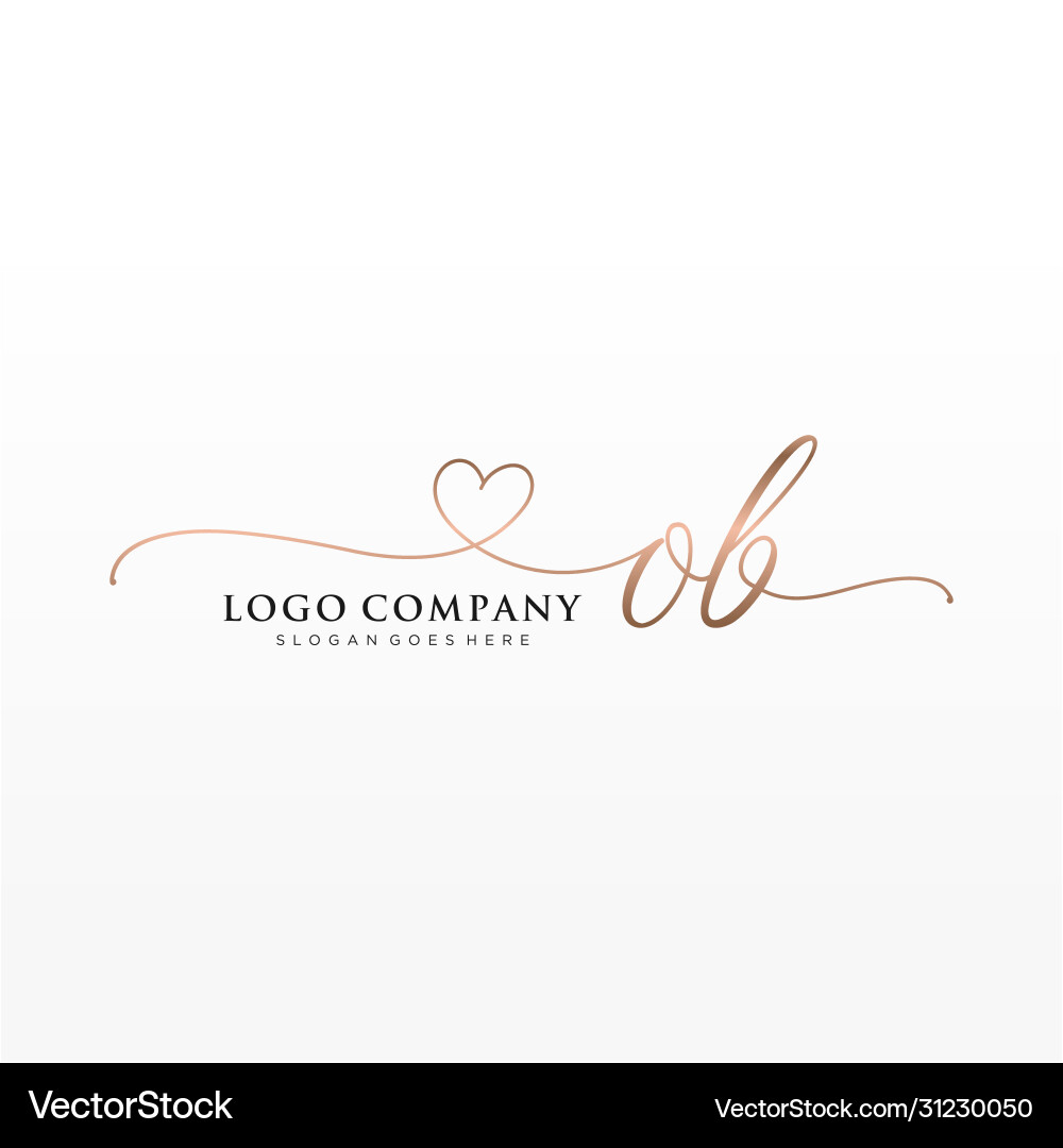 Initial ob beauty monogram and elegant logo design