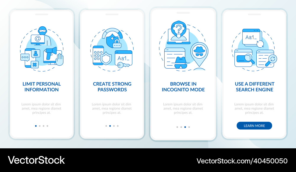 Internet browsing safety tips onboarding mobile Vector Image