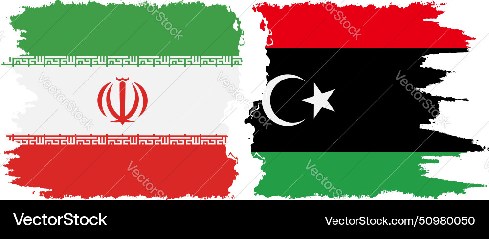 Libya and iran grunge flags connection Royalty Free Vector