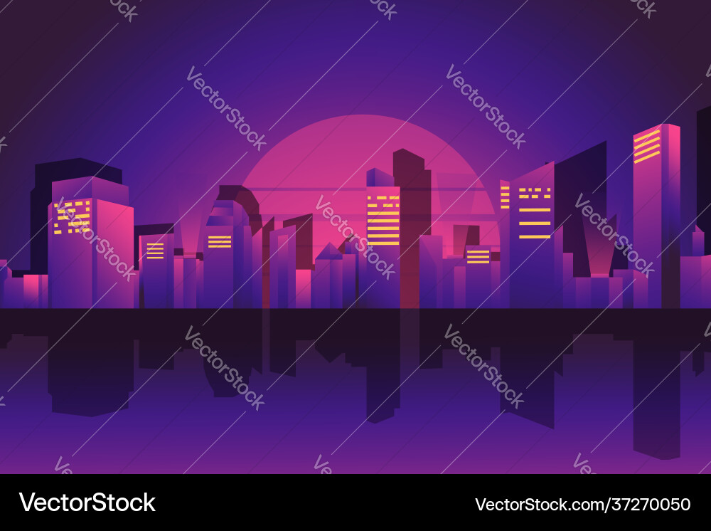 Retro city night background Royalty Free Vector Image