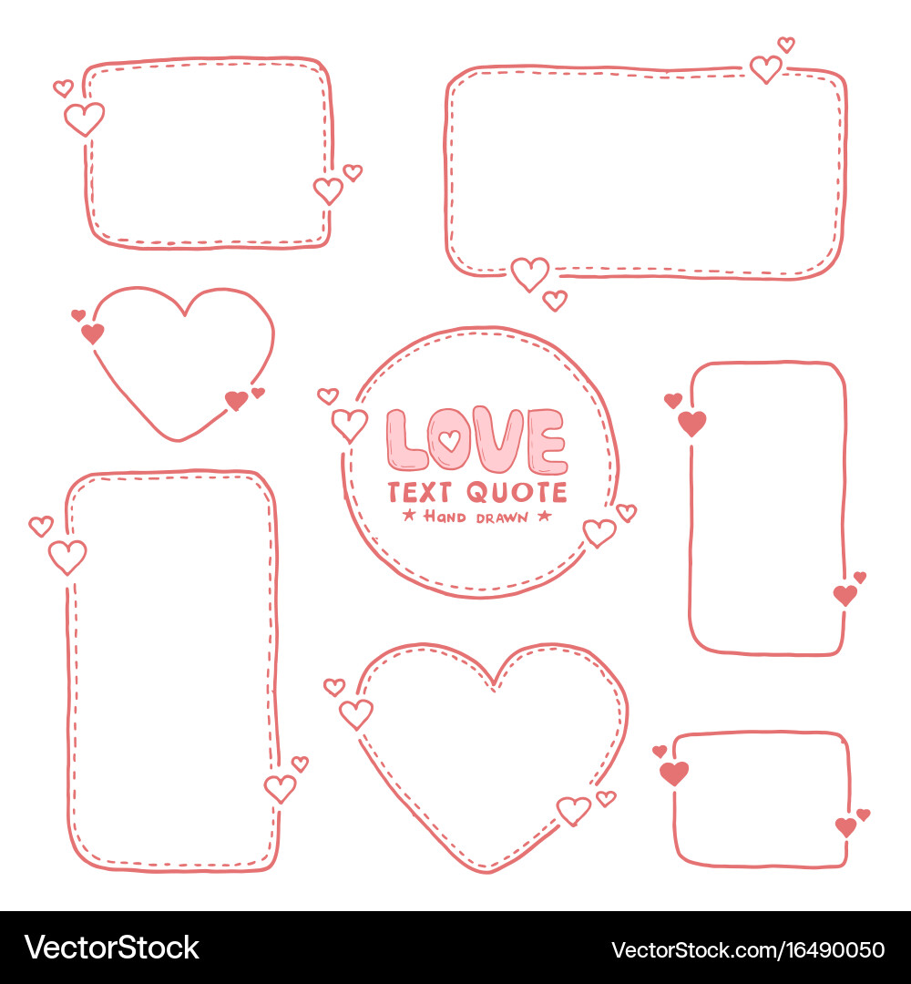 Set of hand drawn quote dashed line boxes doodle Vector Image
