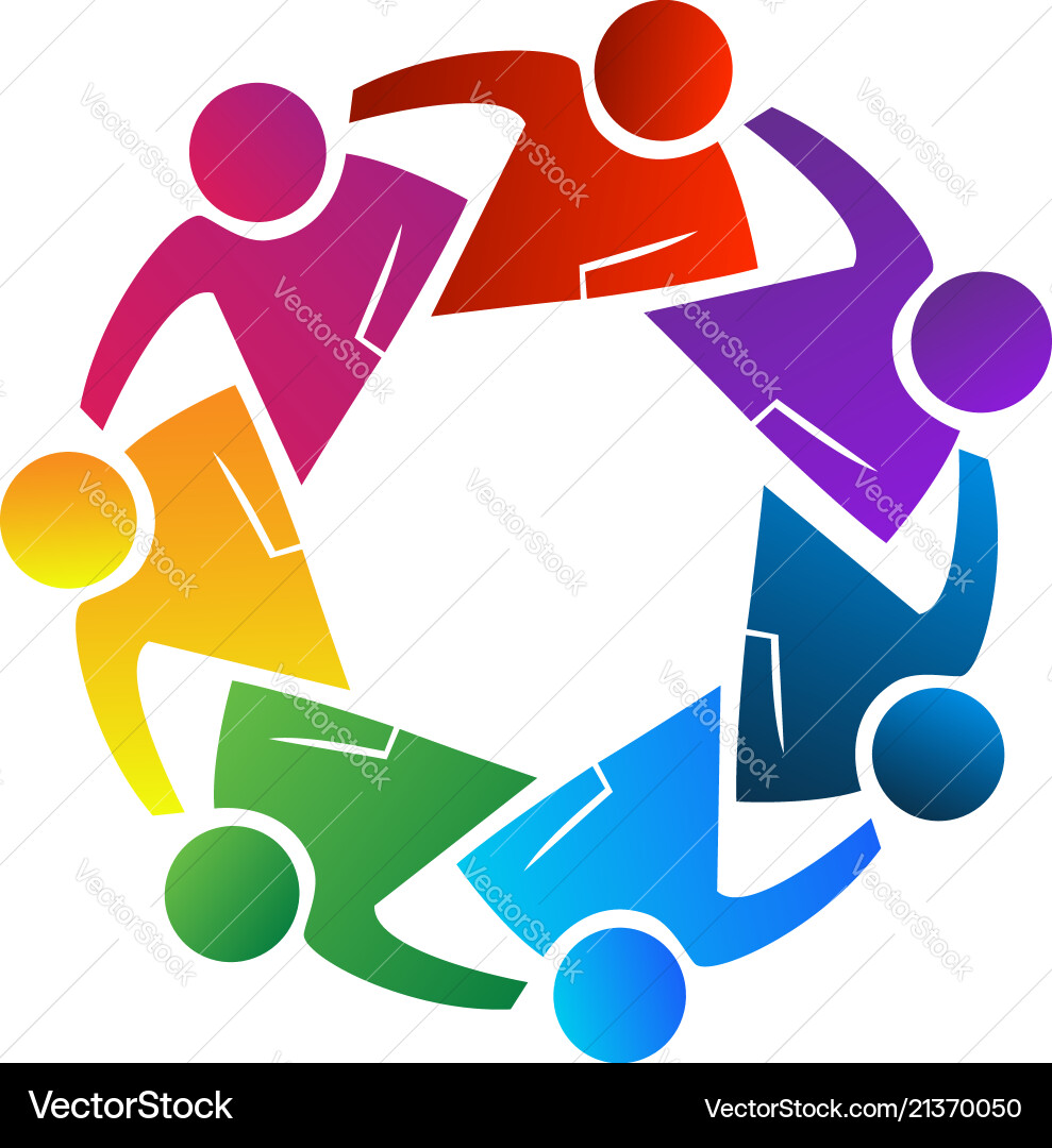 Teamwork people working together logo Royalty Free Vector