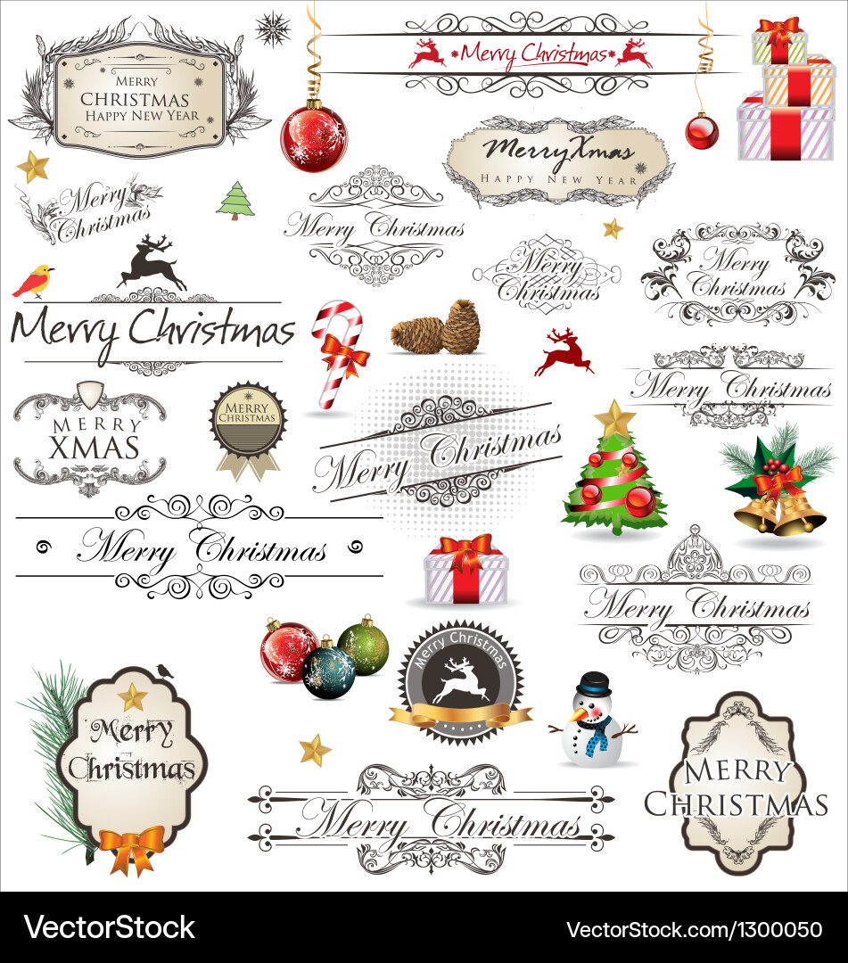Vintage Christmas Labels Collection Royalty Free Vector