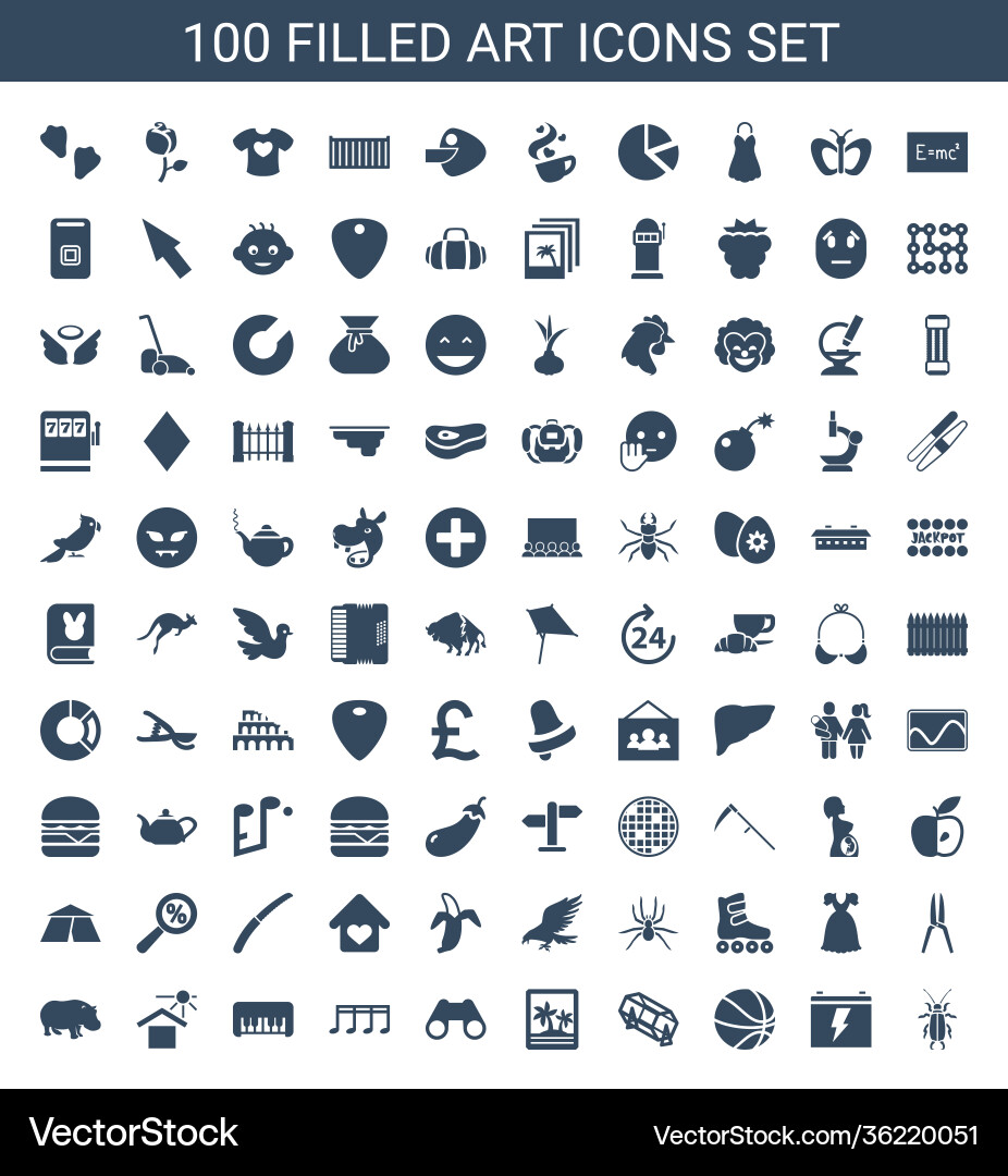 100 art icons Royalty Free Vector Image - VectorStock