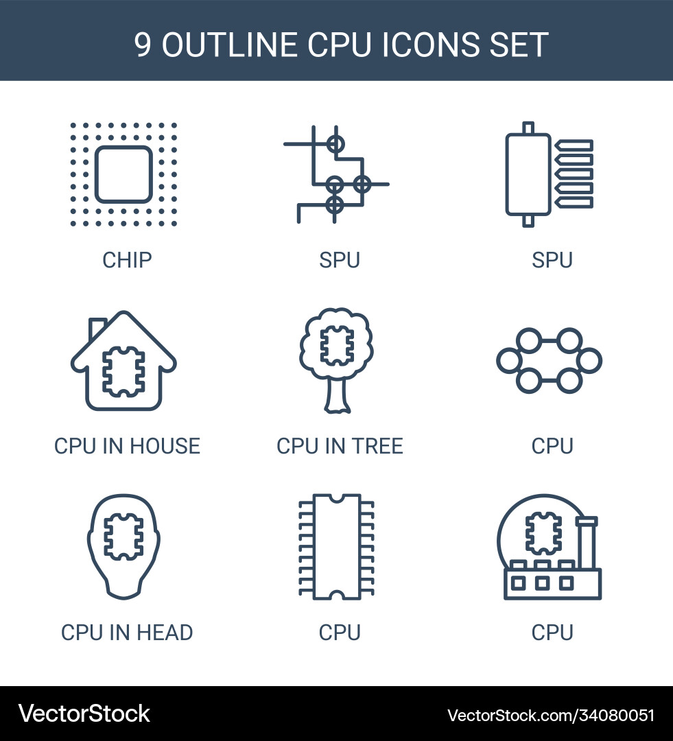 9 cpu icons Royalty Free Vector Image - VectorStock