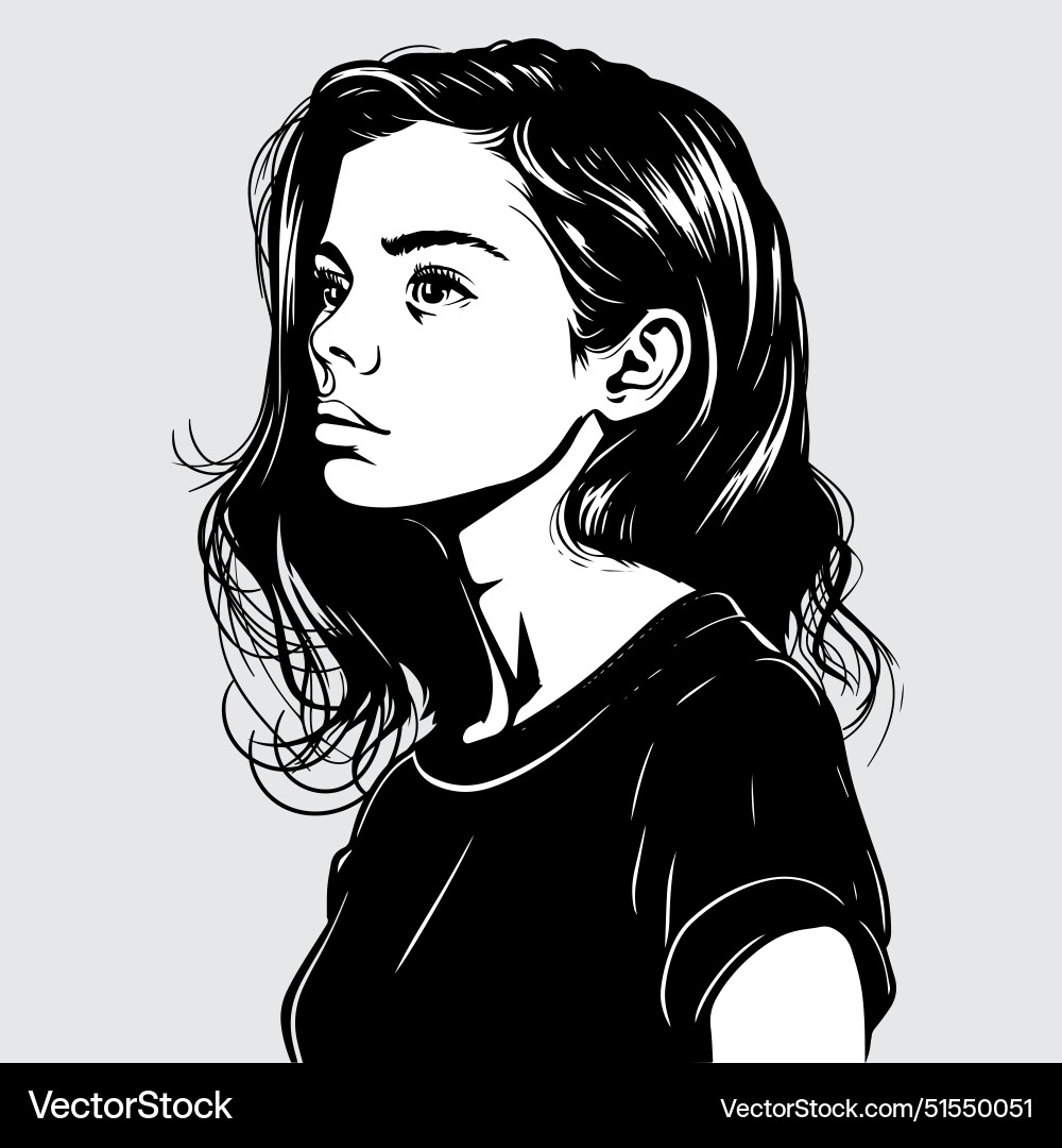 Black and white female portrait Royalty Free Vector Image
