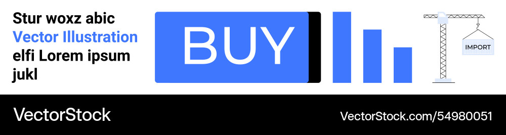 Blue buy button with bar chart and crane Vector Image