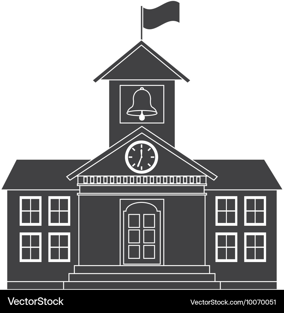 Building school flag icon Royalty Free Vector Image