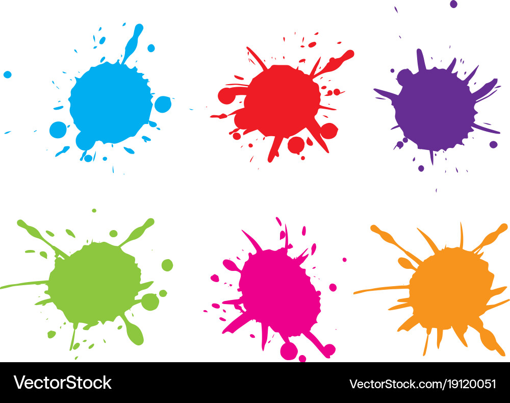 Colorful paint splatterpaint splash set Royalty Free Vector