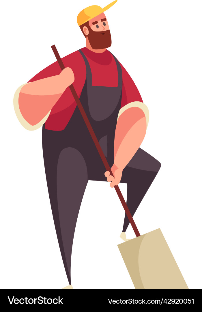 Construction digging worker composition Royalty Free Vector