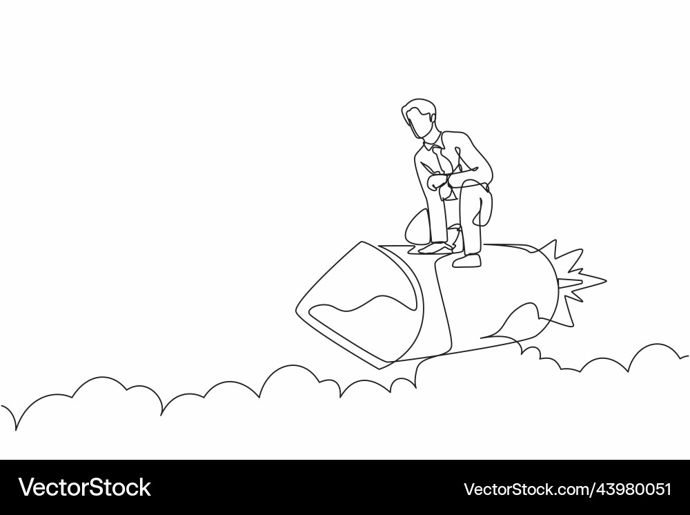 Continuous one line drawing active businessman Vector Image