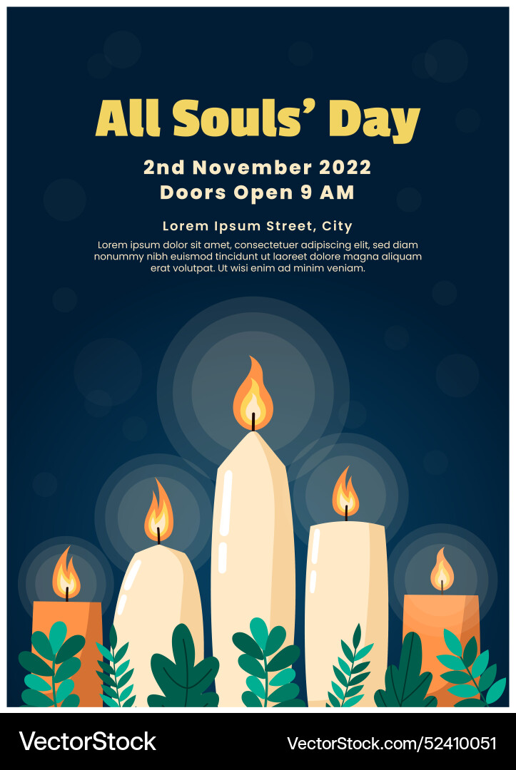 Flat all souls day vertical poster template Vector Image