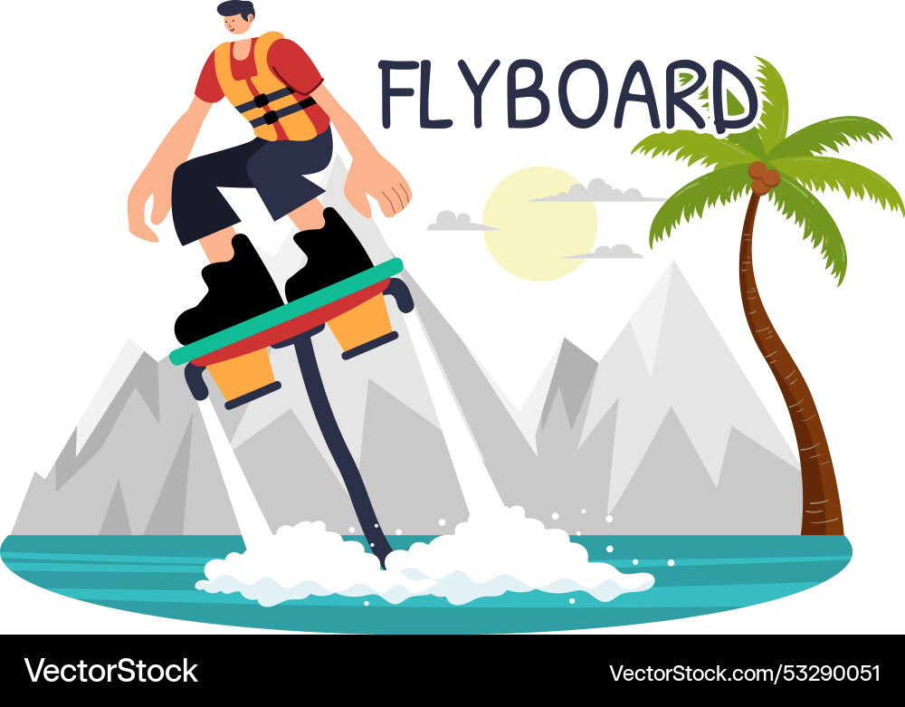 Flyboard featuring people riding a jet pack Vector Image