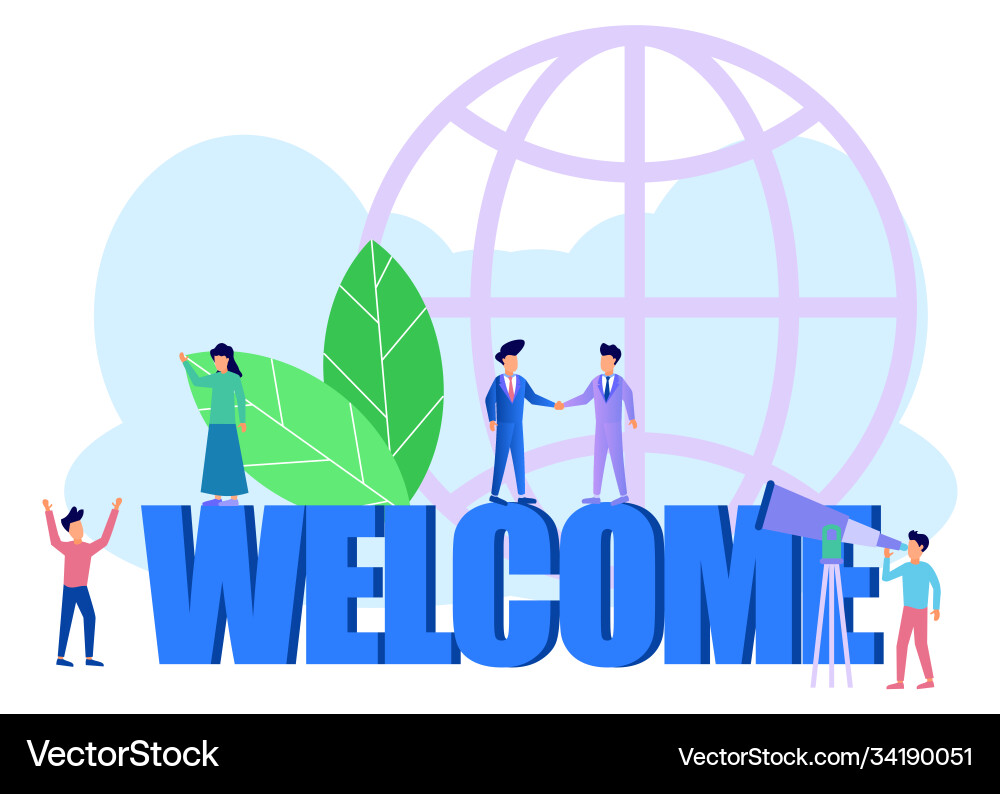 Graphic cartoon character welcome Royalty Free Vector Image