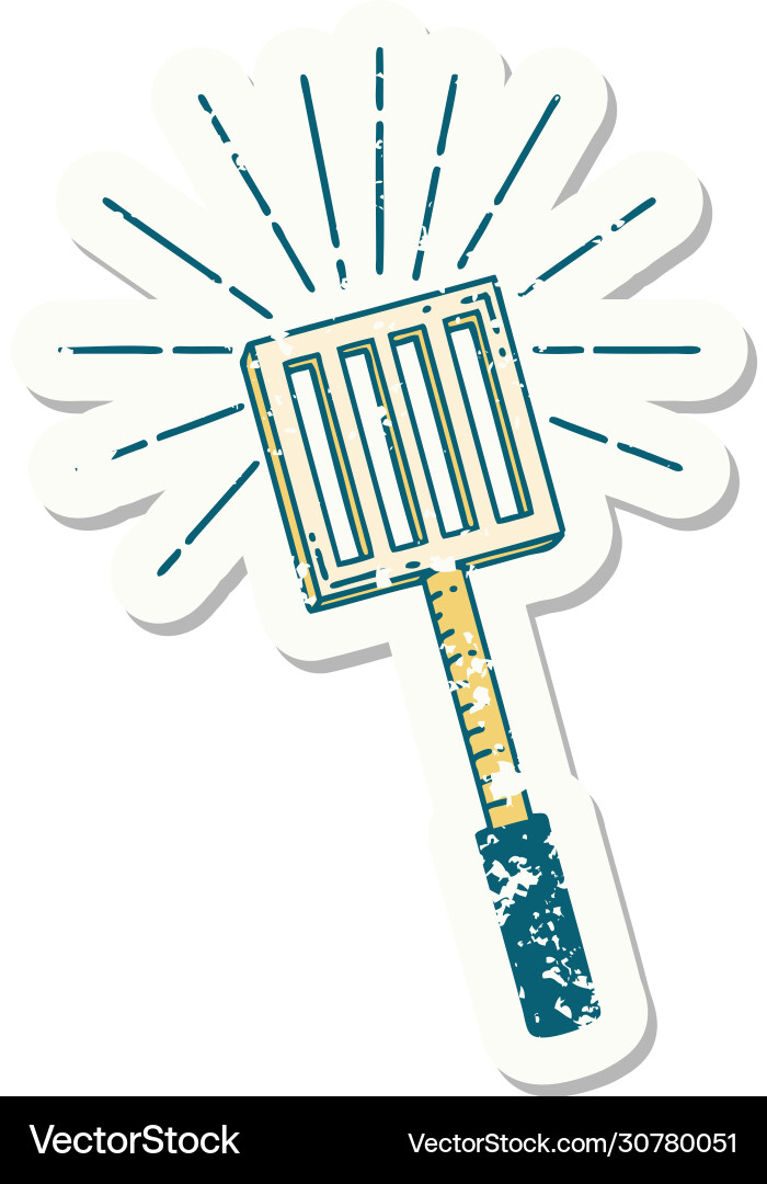 Grunge sticker tattoo style kitchen spatula Vector Image