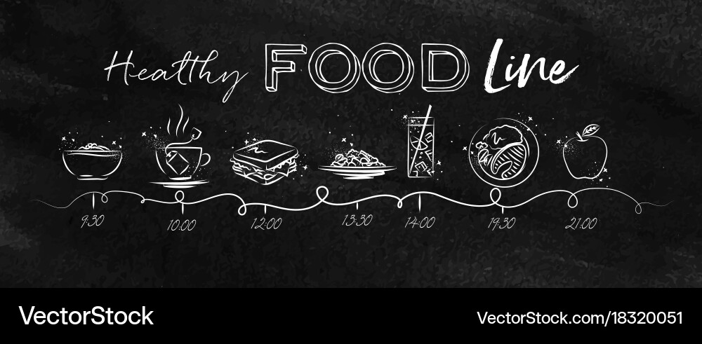 Healthy food timeline chalk Royalty Free Vector Image