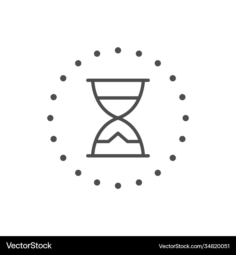 Hourglass line icon or time concept Royalty Free Vector