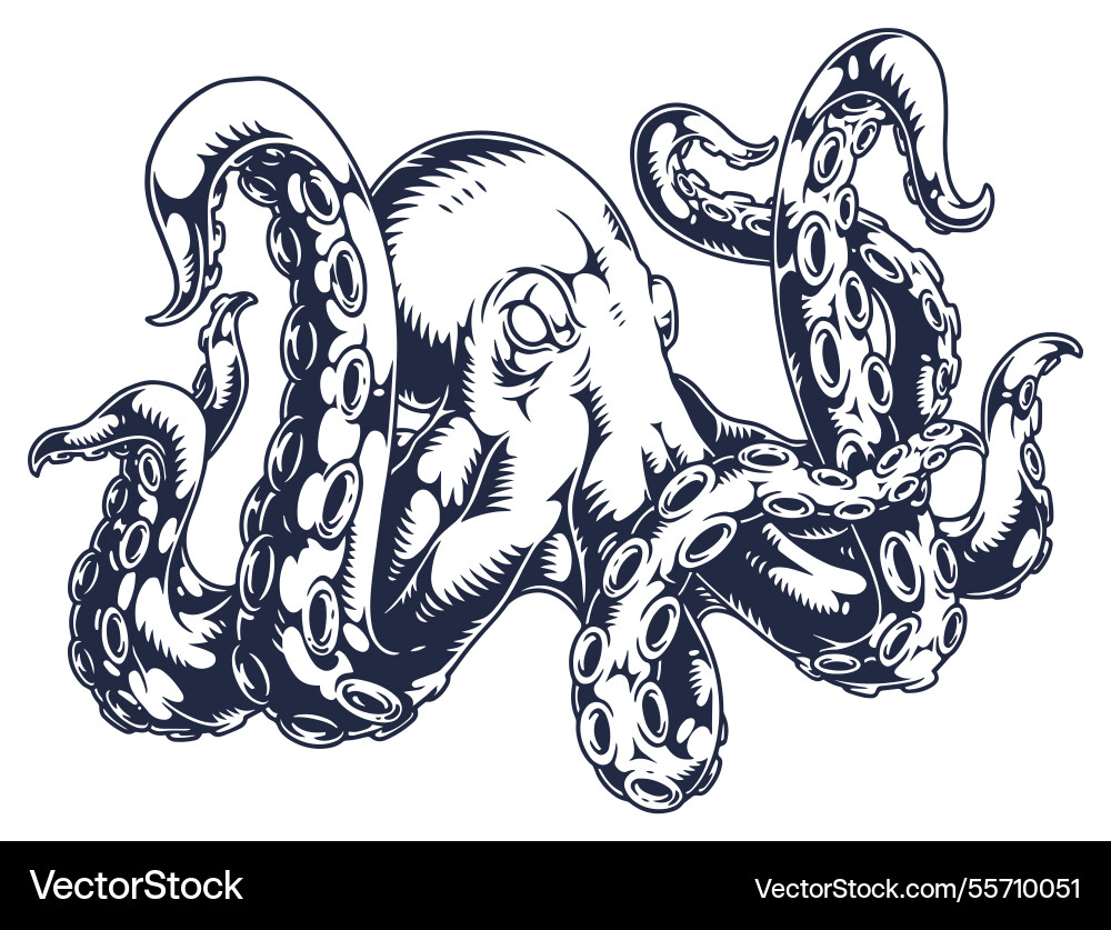Intricate octopus design with detailed features Vector Image