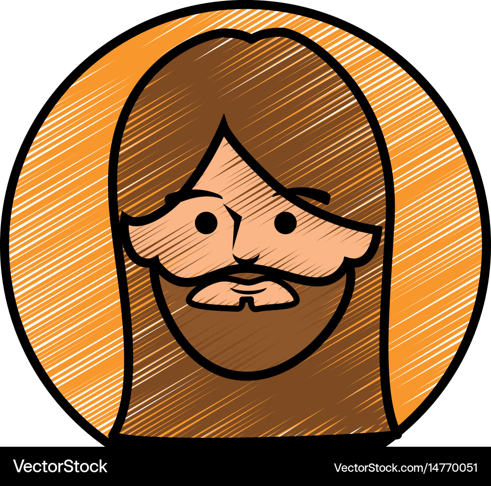 Jesuschrist face cartoon Royalty Free Vector Image