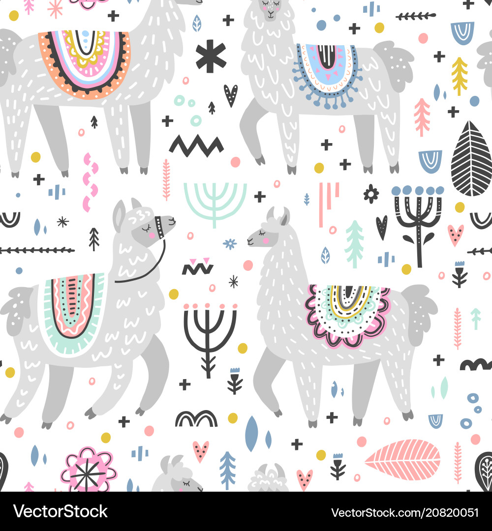 Lama seamless pattern Royalty Free Vector Image