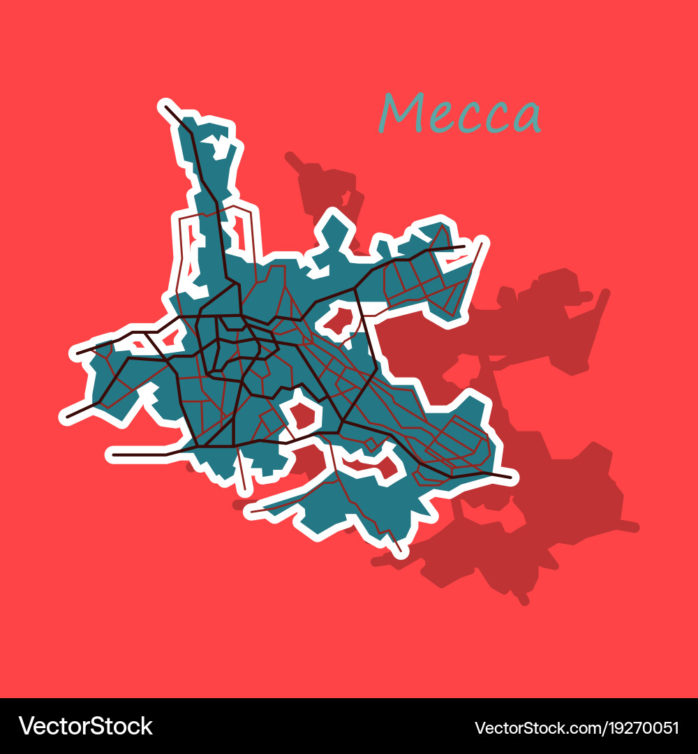 Mecca map saudi arabia sticker Royalty Free Vector Image