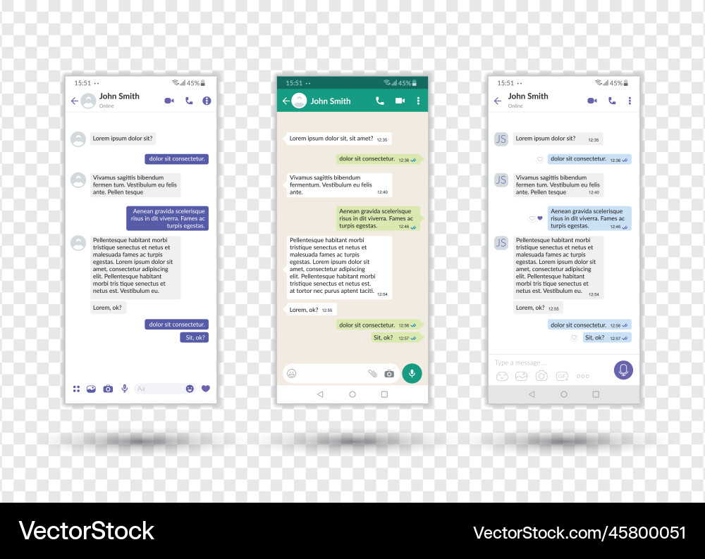 Messenger ui template social communication app Vector Image