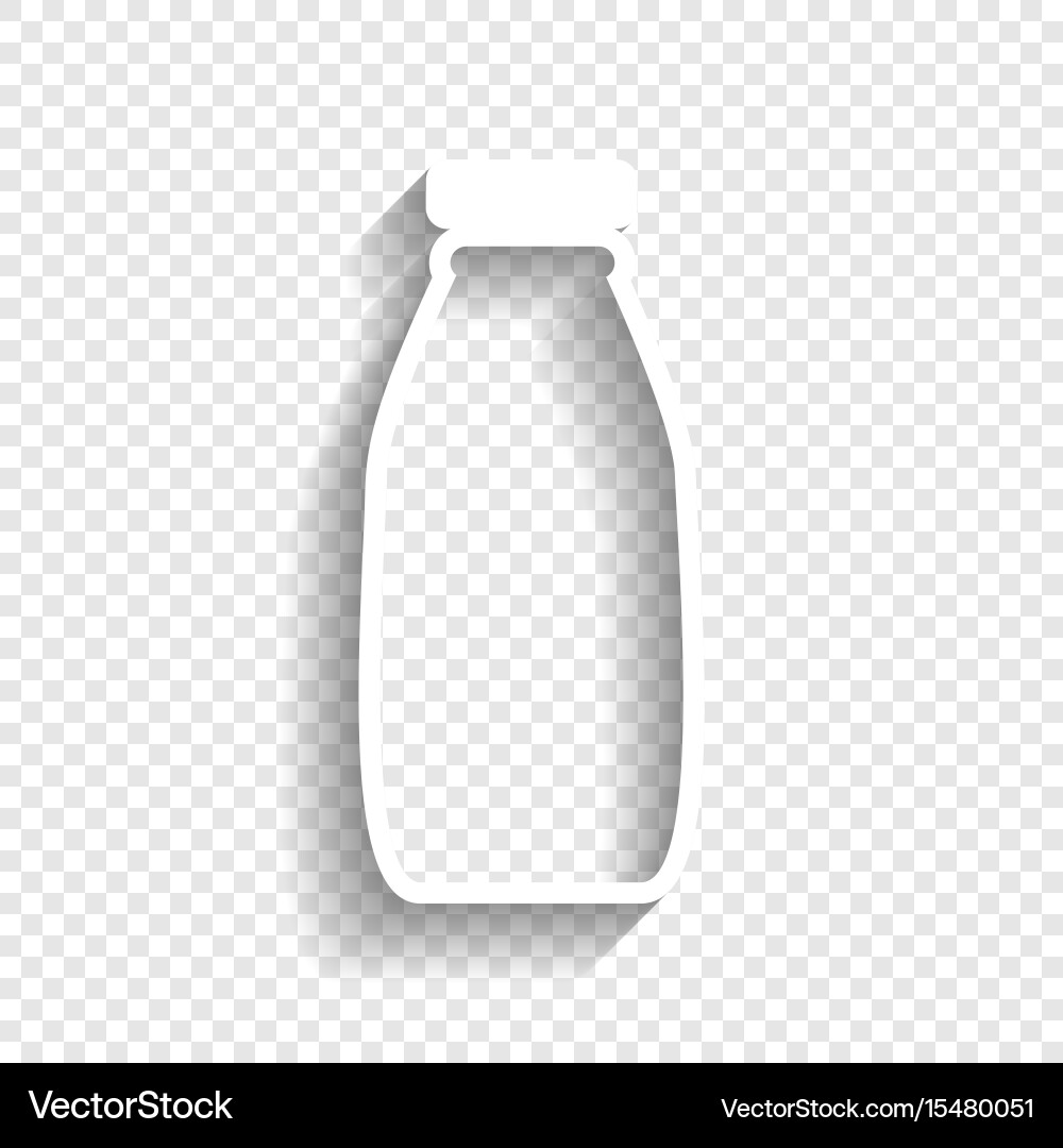 Milk bottle sign white icon with soft Royalty Free Vector