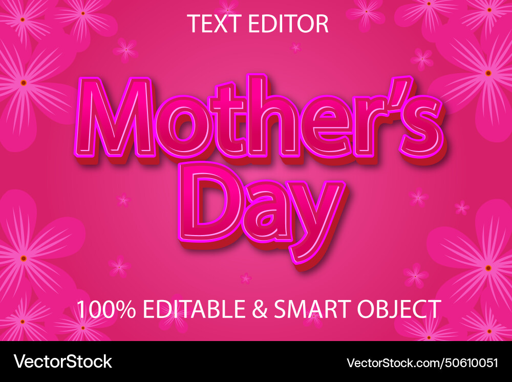 Mothers day editable text effect 3 dimension Vector Image