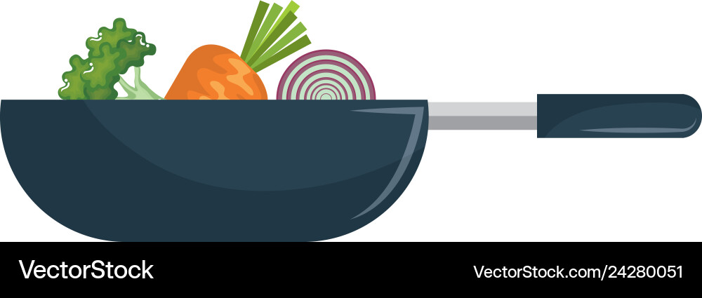 Pan cooking vegetables icon Royalty Free Vector Image