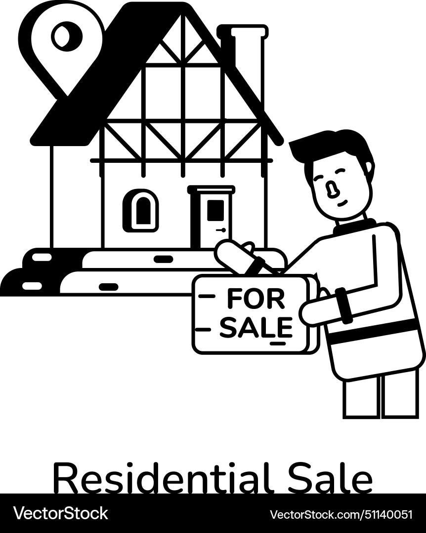 Residential sale Royalty Free Vector Image - VectorStock