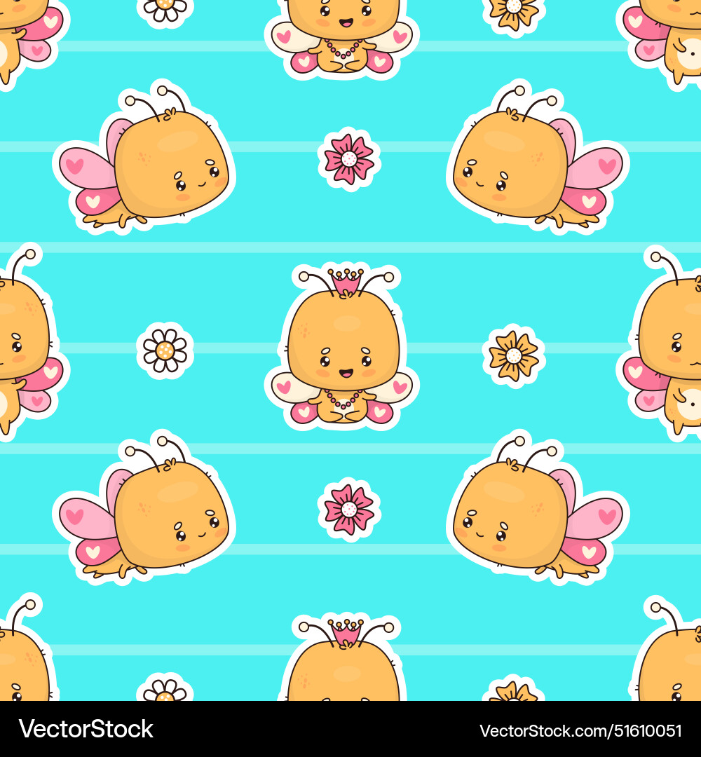 Seamless pattern with cute funny butterfly Vector Image