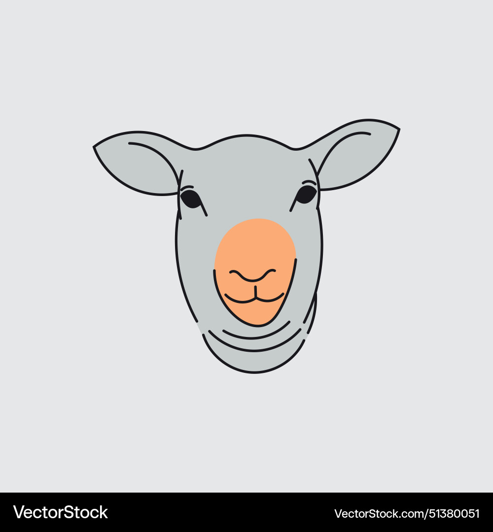 Sheep head from front cartoon style Royalty Free Vector